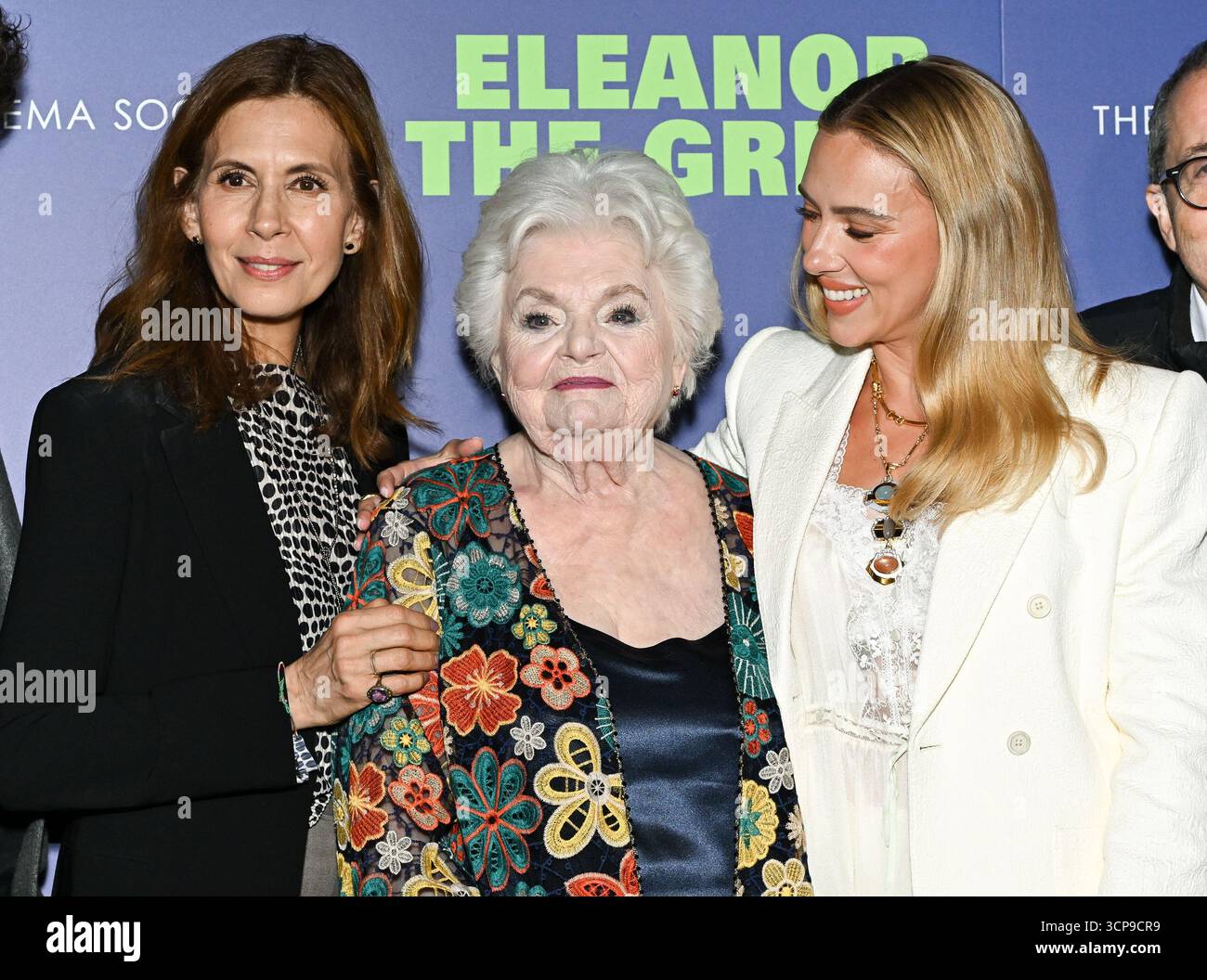 Jessica Hecht, left, June Squibb and Scarlett Johansson attend the ...