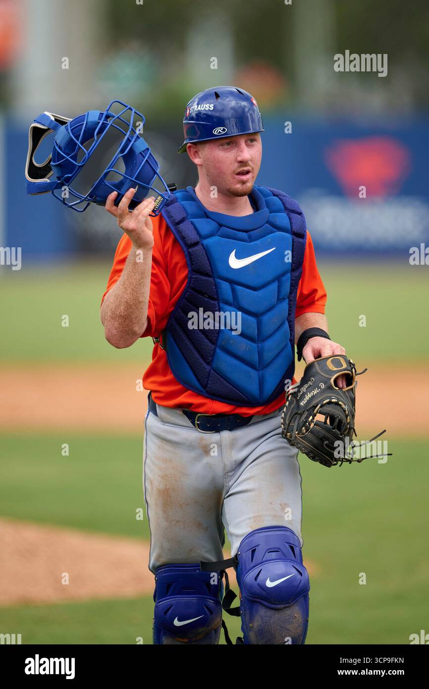 St. Lucie Mets catcher Chase Meggers (34) during an MiLB Florida State League baseball game ...