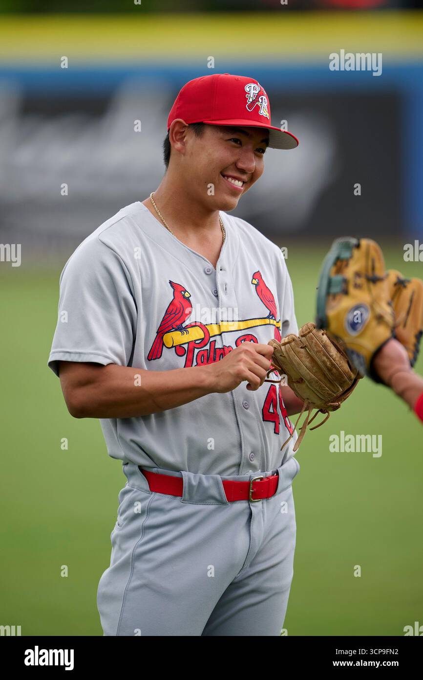 Palm Beach Cardinals Matthew Miura (48) during warmups before an MiLB ...