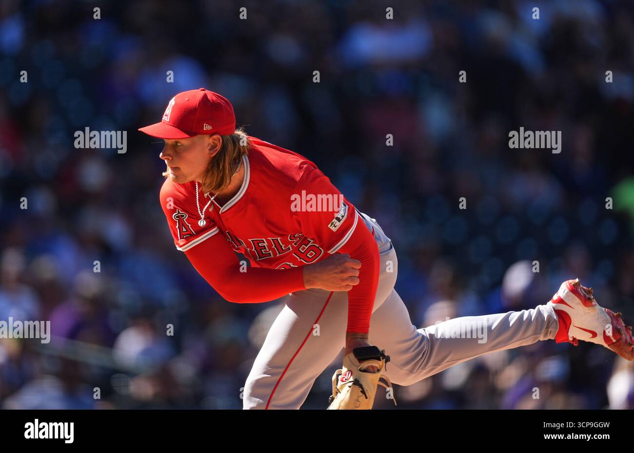 Los Angeles Angels starting pitcher Caden Dana (36) in the sixth inning ...