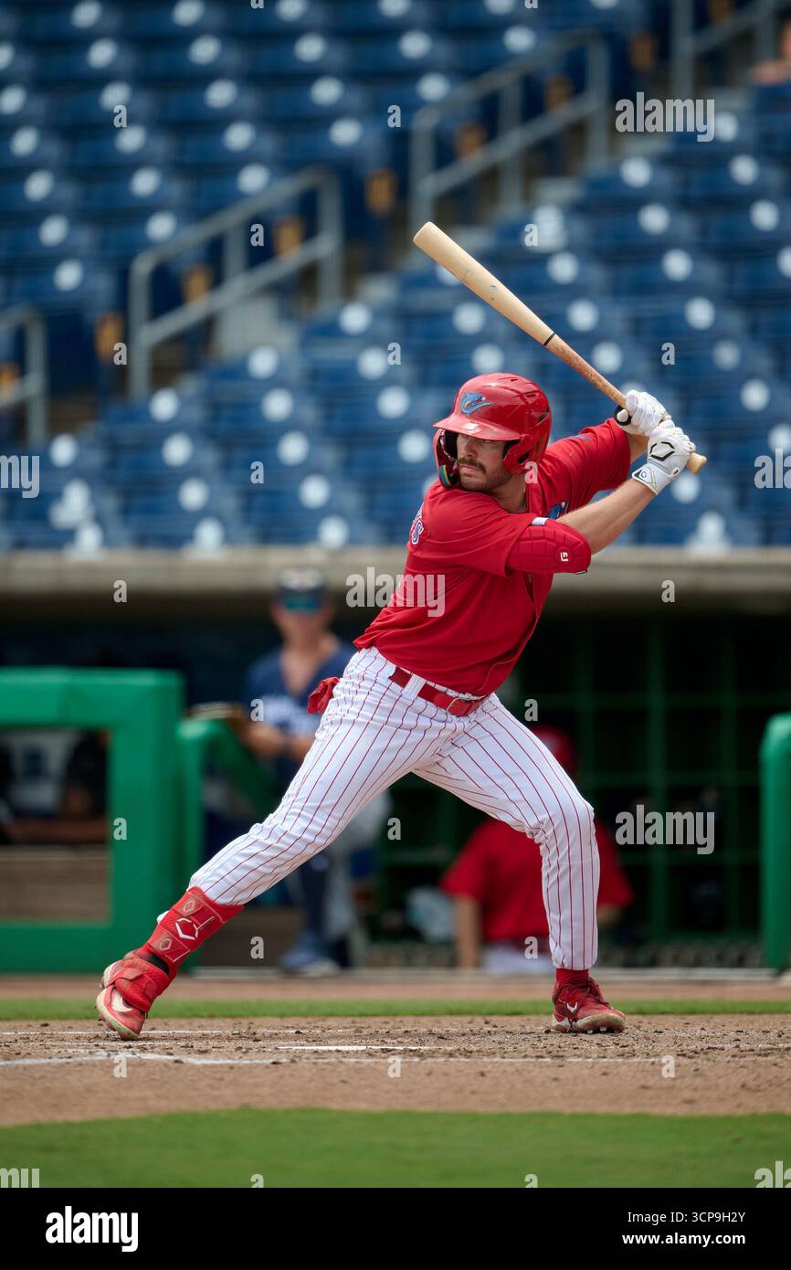 Clearwater Threshers Nathan Humphreys (24) bats during an MiLB Florida ...
