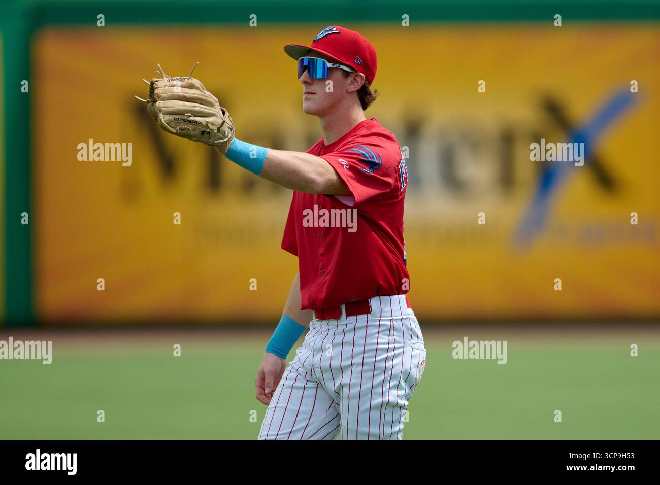 Clearwater Threshers second baseman Matthew Ferrara (38) during warmups ...