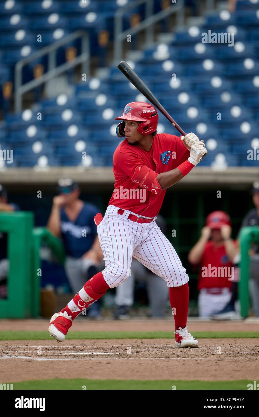 Clearwater Threshers Manolfi Jimenez (7) bats during an MiLB Florida ...