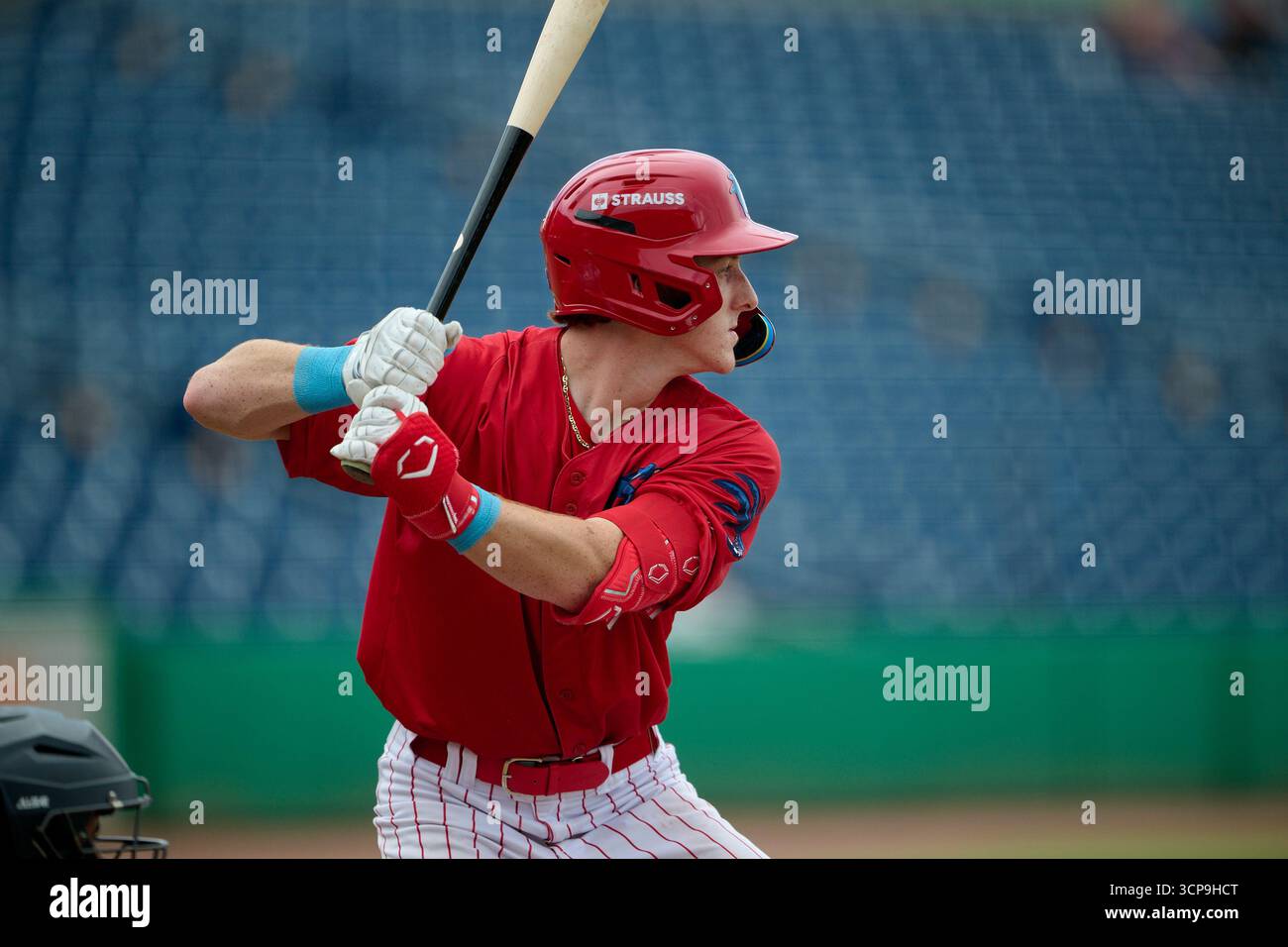 Clearwater Threshers Matthew Ferrara (38) bats during an MiLB Florida ...