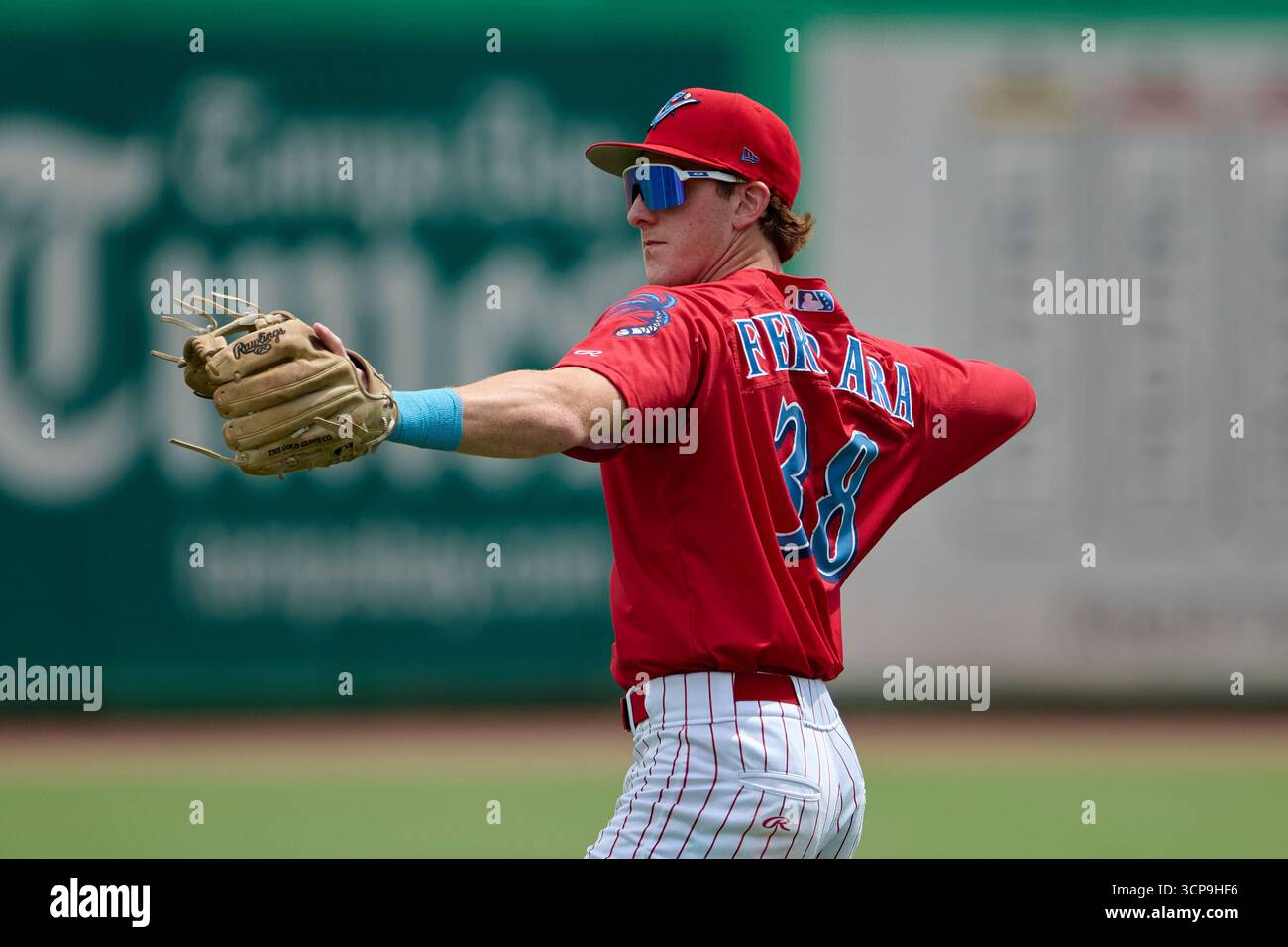 Clearwater Threshers second baseman Matthew Ferrara (38) during warmups ...