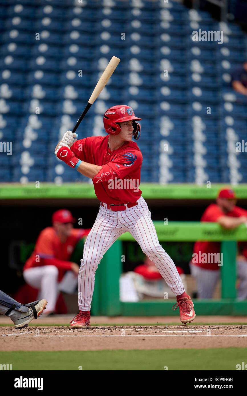 Clearwater Threshers Matthew Ferrara (38) bats during an MiLB Florida ...