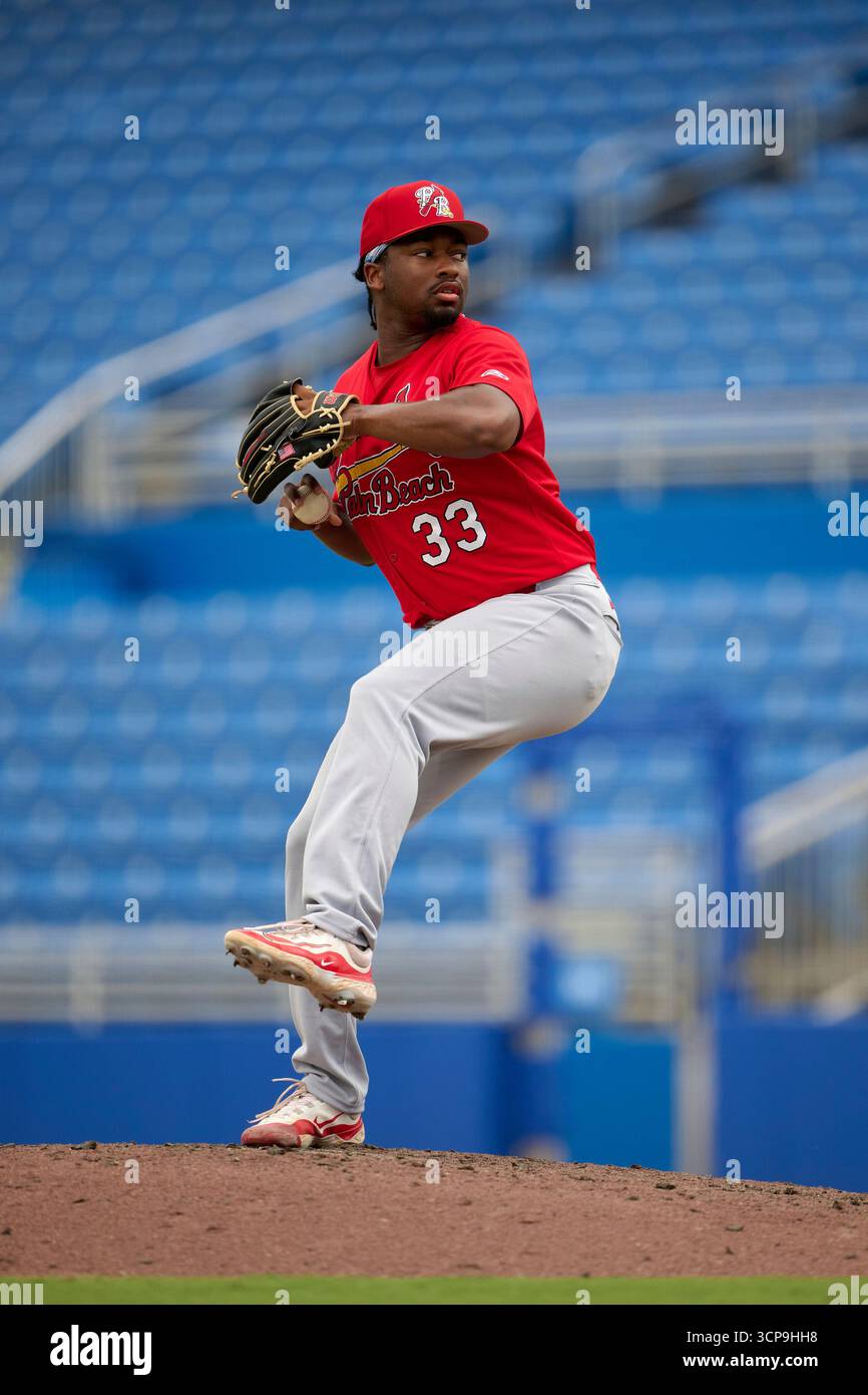 Palm Beach Cardinals pitcher Aaron Holiday (33) during an MiLB Florida ...