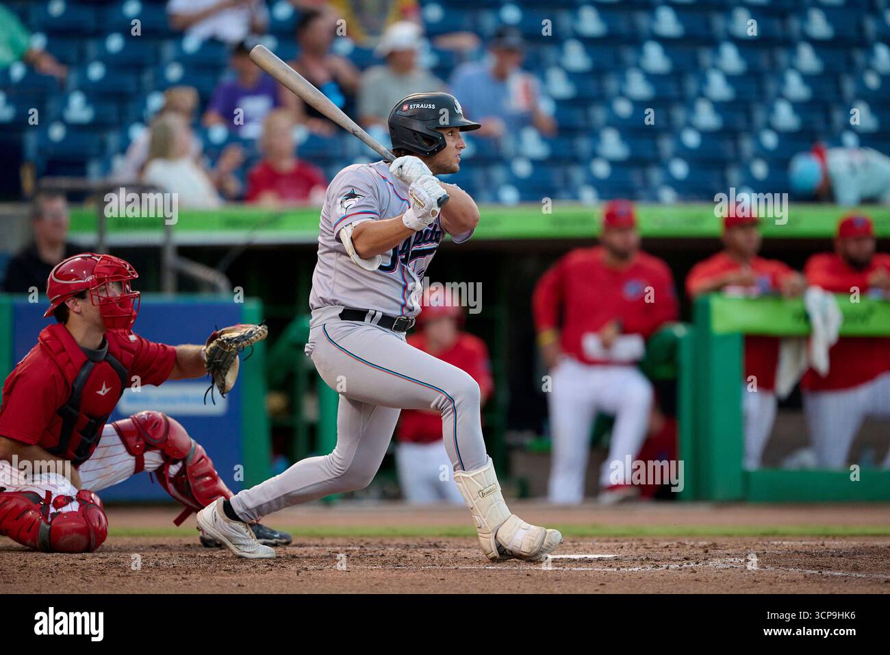 Jupiter Hammerheads Max Williams (20) bats during an MiLB Florida State ...