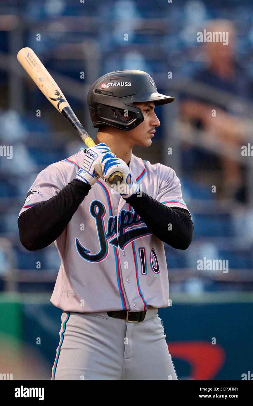 Jupiter Hammerheads Andres Valor (10) on deck during an MiLB Florida ...