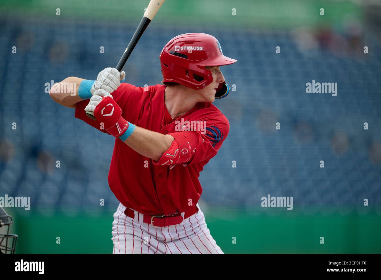 Clearwater Threshers Matthew Ferrara (38) bats during an MiLB Florida ...