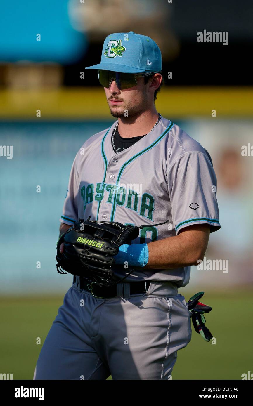 Daytona Tortugas outfielder Mason Neville (40) during warmups before an ...