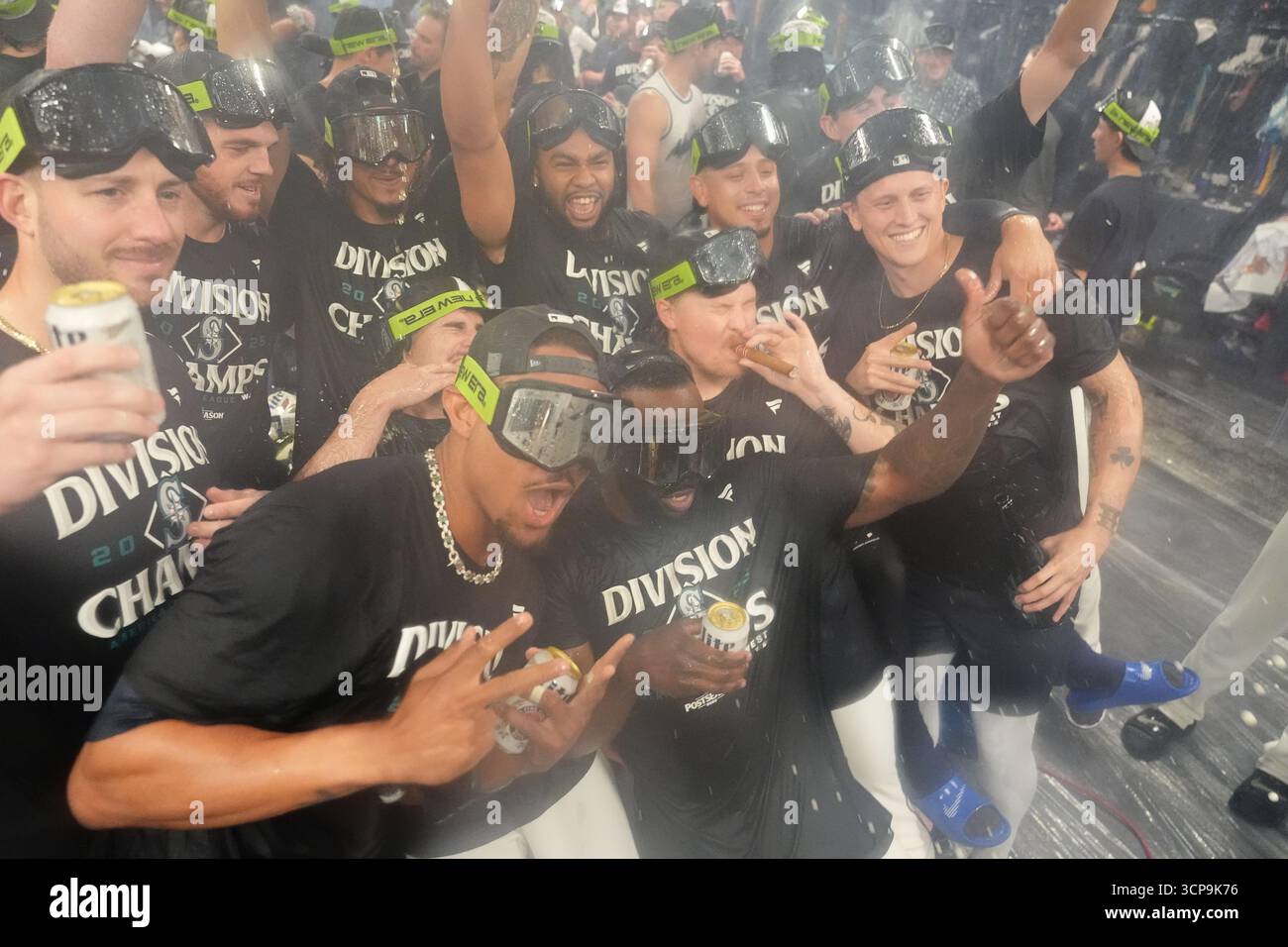 The Seattle Mariners celebrate after the team's win against the ...