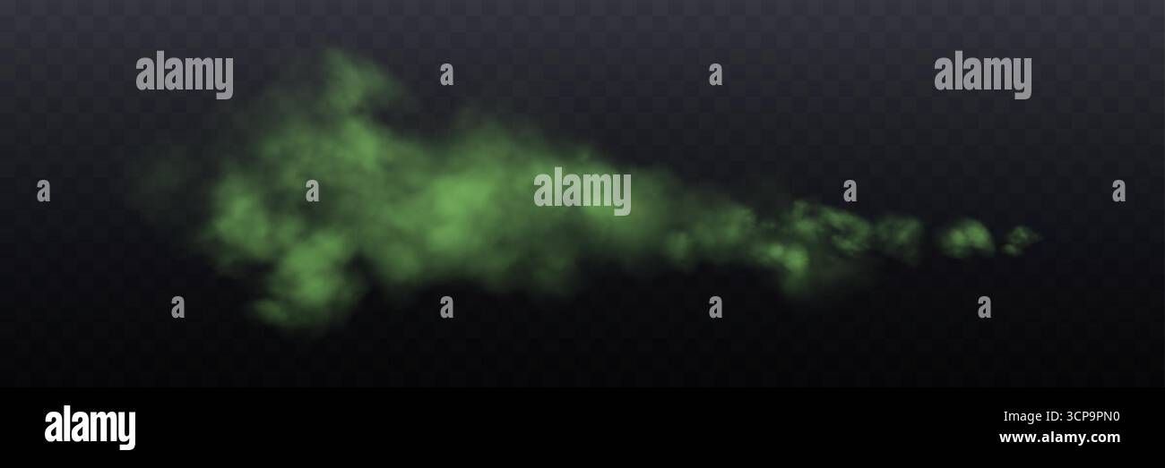 Realistic long green smoke cloud, haze, mist overlay effect on a ...