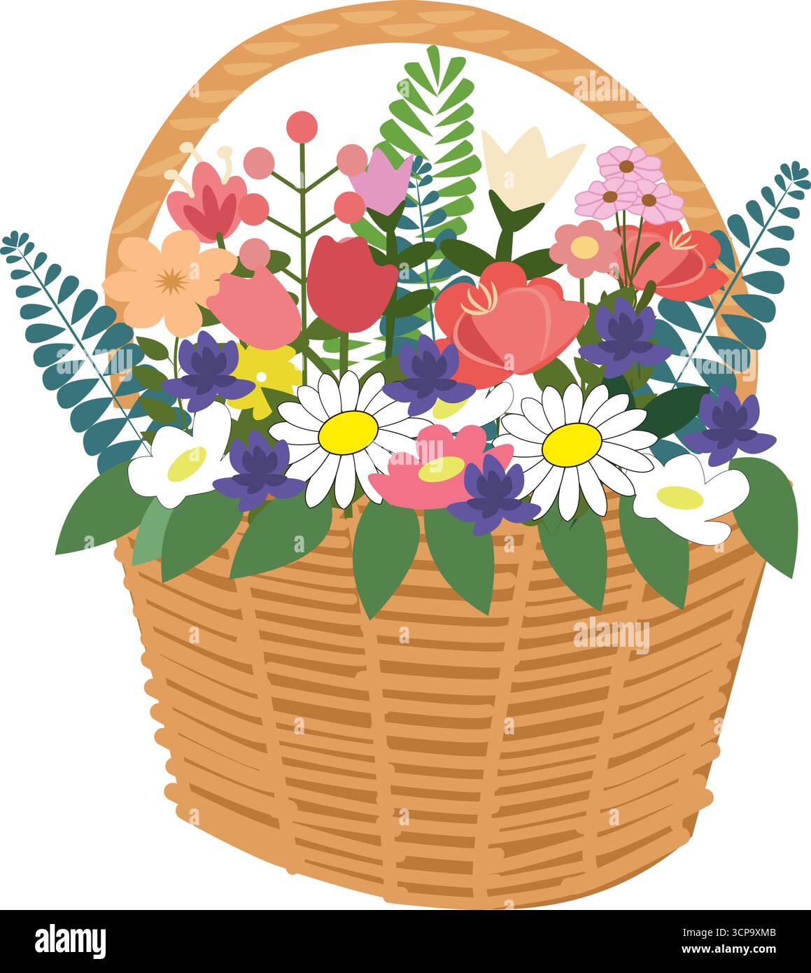 Flower basket illustration Stock Vector Image & Art - Alamy