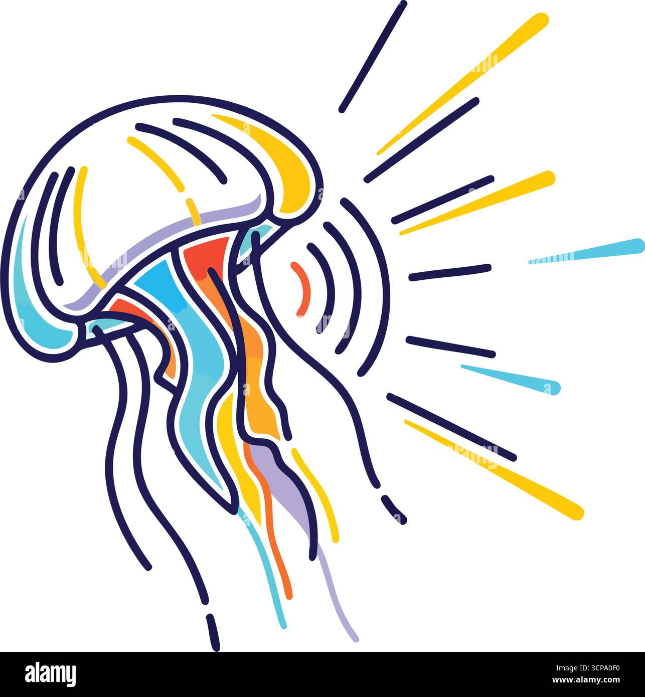 Deep sea jellyfish with bioluminescence Stock Vector Images - Alamy
