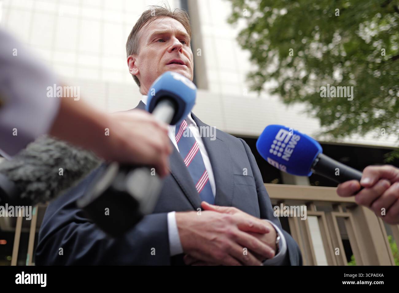 Justin Hayhurst, Australia's Ambassador to Japan, speaks to reporters ...