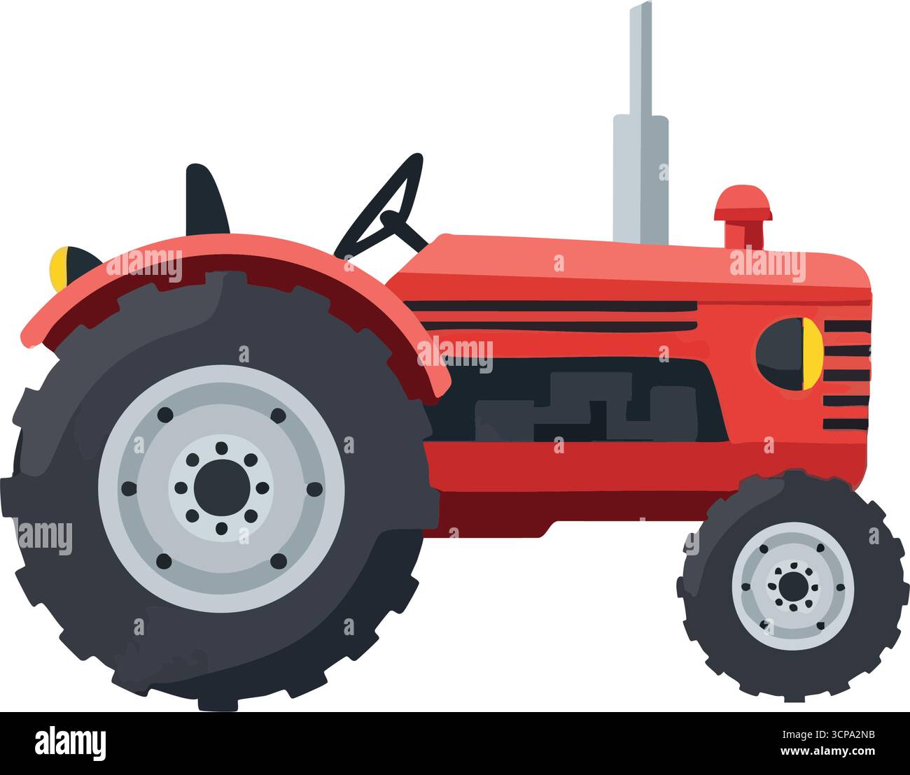 Agricultural labor red tractor Cut Out Stock Images & Pictures - Alamy