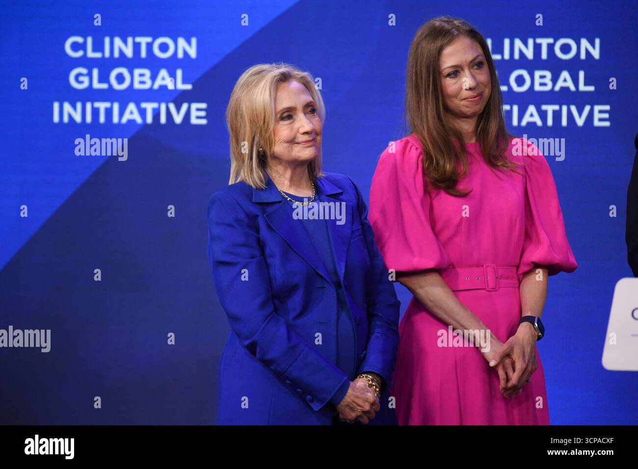 Hillary Clinton and Chelsea Clinton onstage at the Clinton Global ...