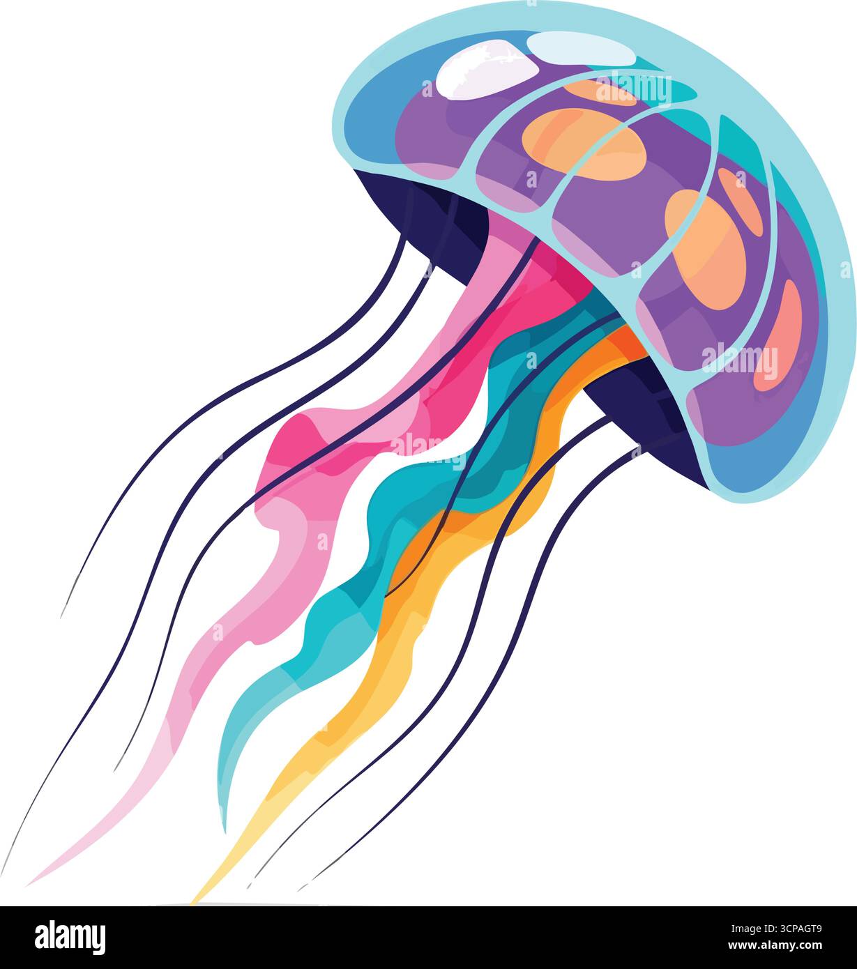 Dynamic glowing blue purple flowing Cut Out Stock Images & Pictures - Alamy