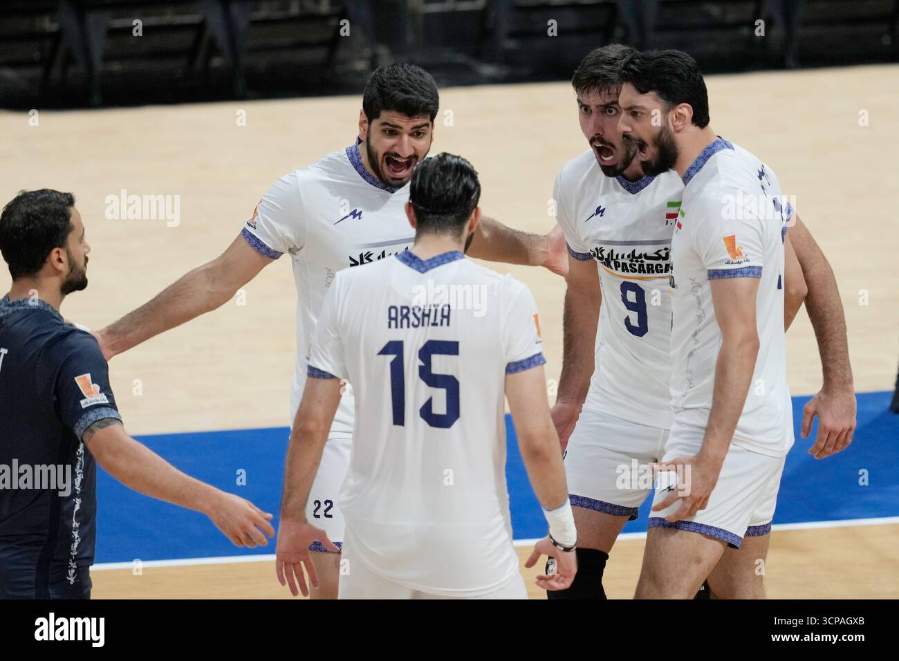 Team Iran celebrates after scoring a point against the Czech Republic ...