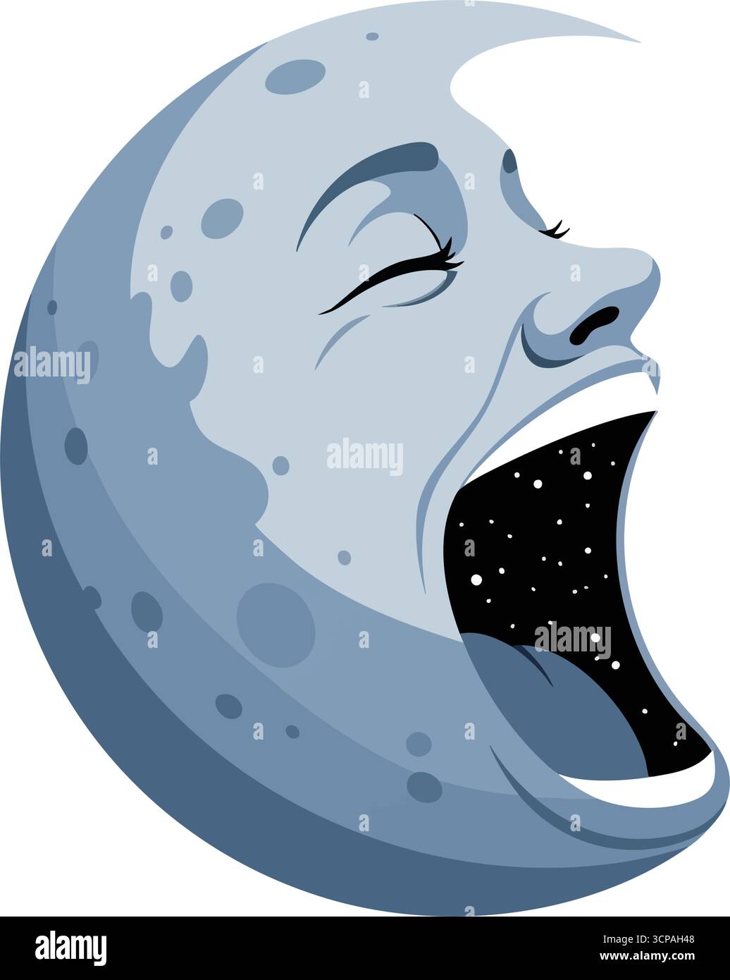 Whimsical Moon Face with Starry Mouth. This unique lunar character ...