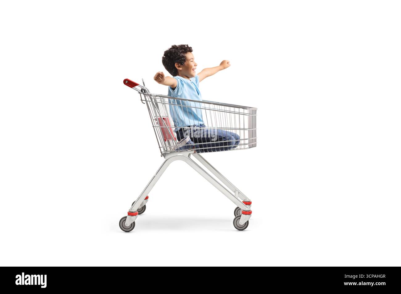 Person inside shopping trolley Cut Out Stock Images & Pictures - Alamy