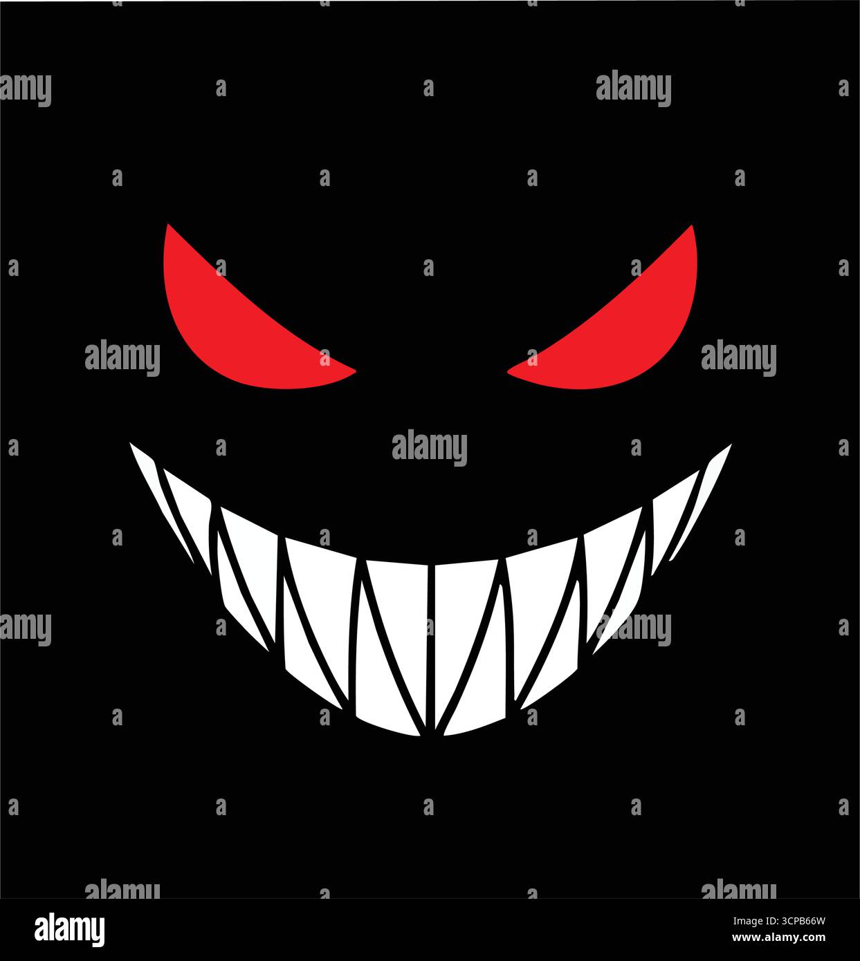 Spooky Grinning Monster Face. This eerie character features glowing ...