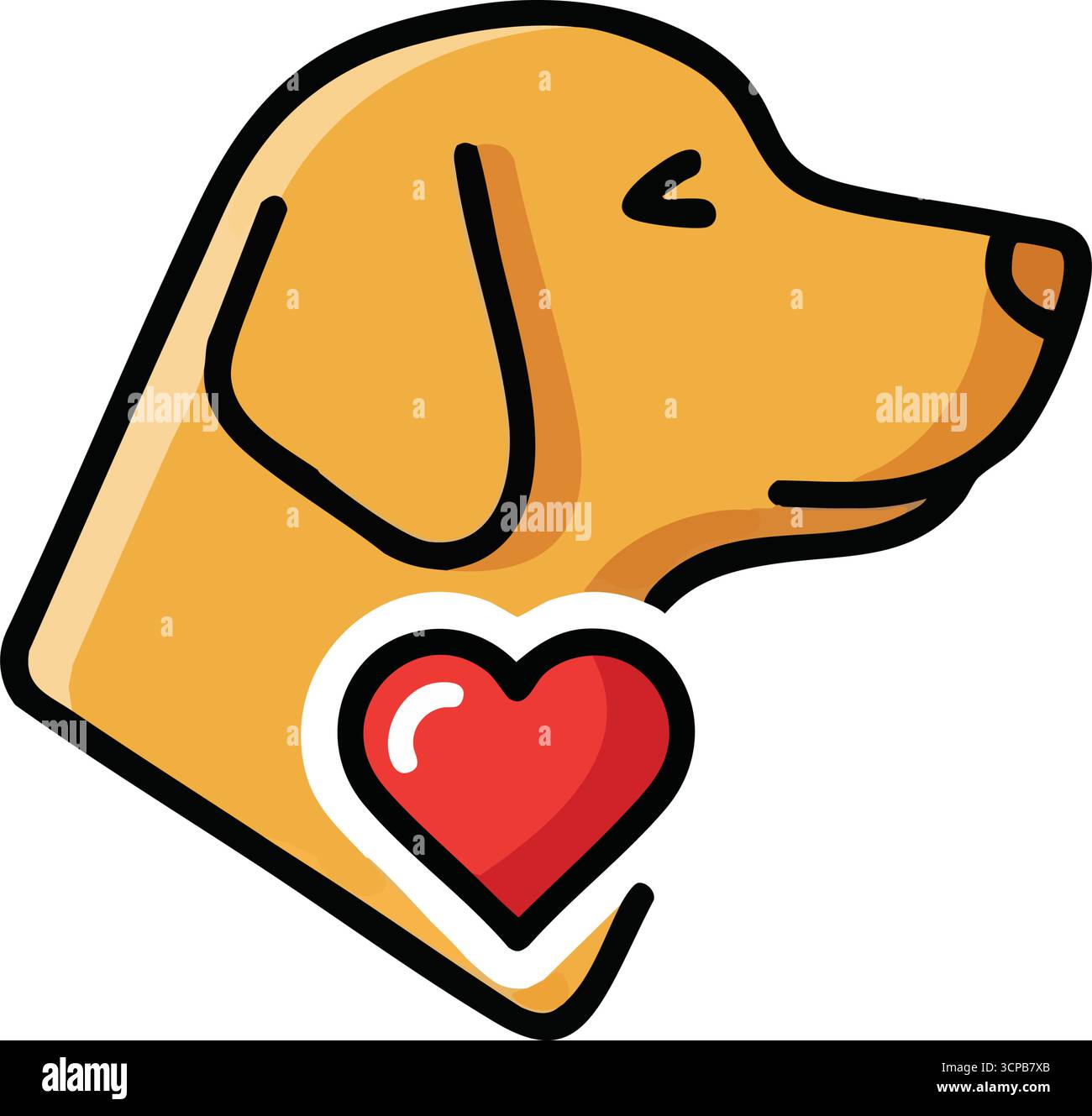 Loving Dog Icon with Red Heart. This charming illustration depicts a ...