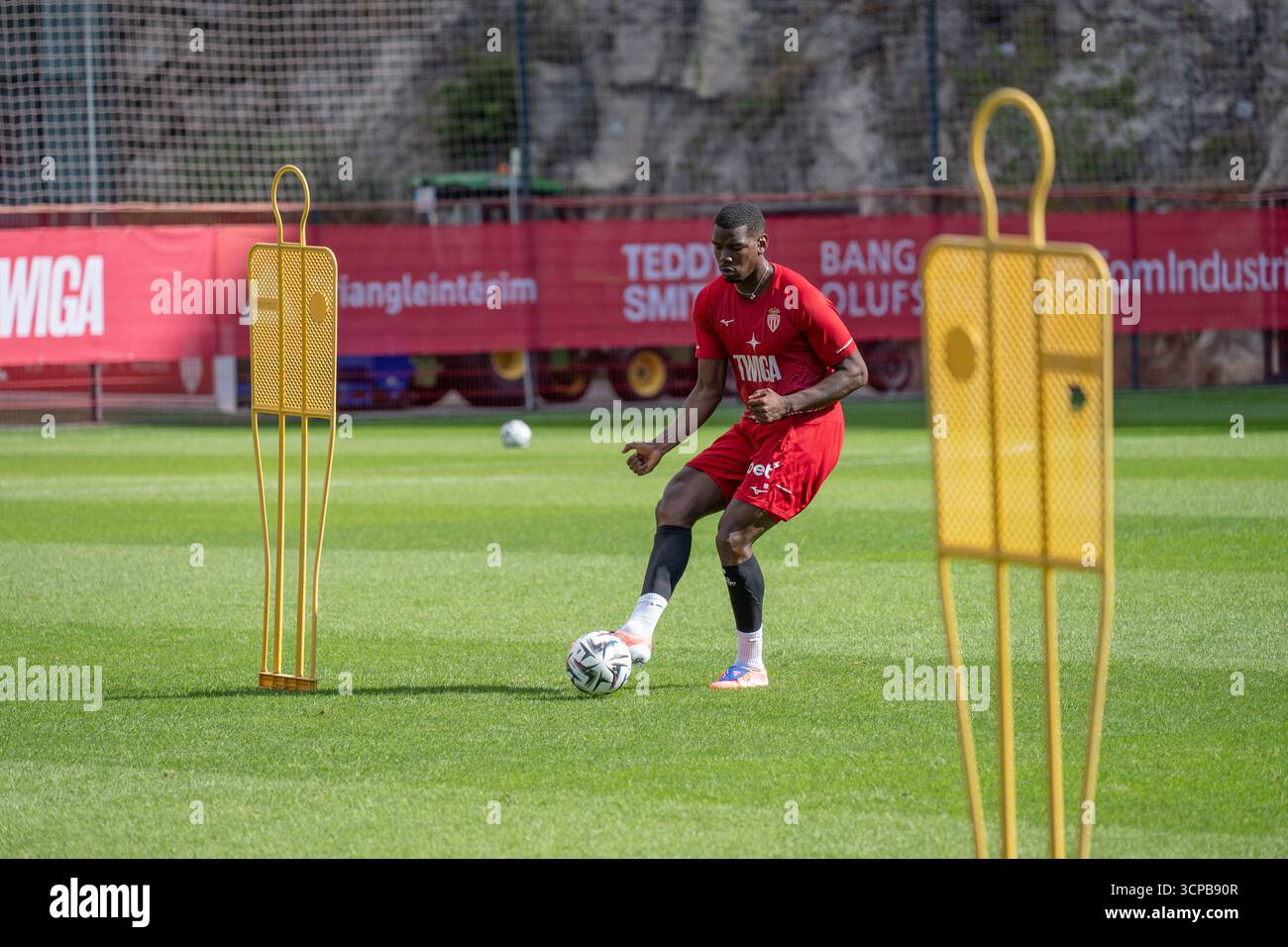 Paul Pogba seen at AS Monaco Football Club training center during ...