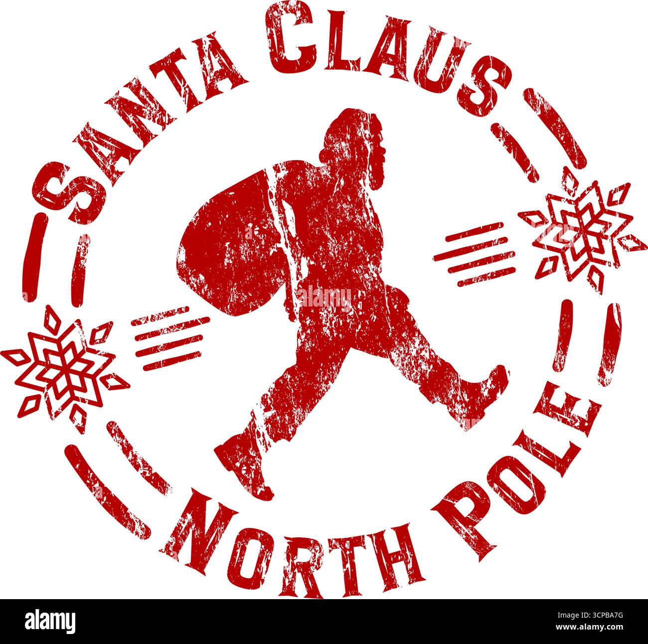 anta claus north pole vintage christmas stamp - vector illustration ...