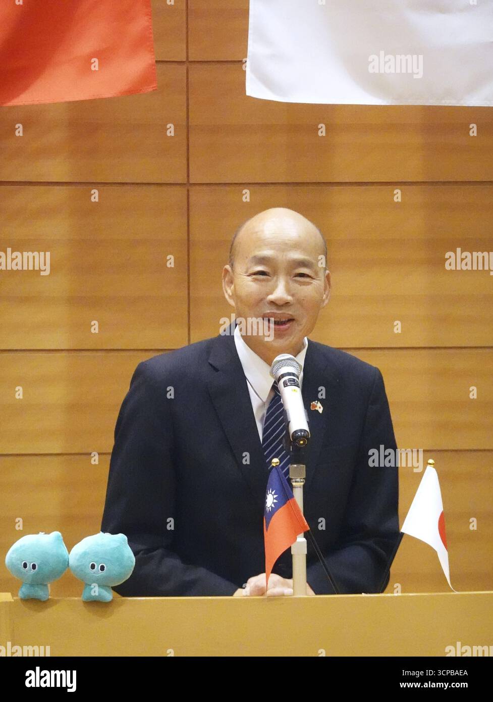Taiwan's Legislative Speaker Han Kuo-yu speaks at a welcome ceremony ...