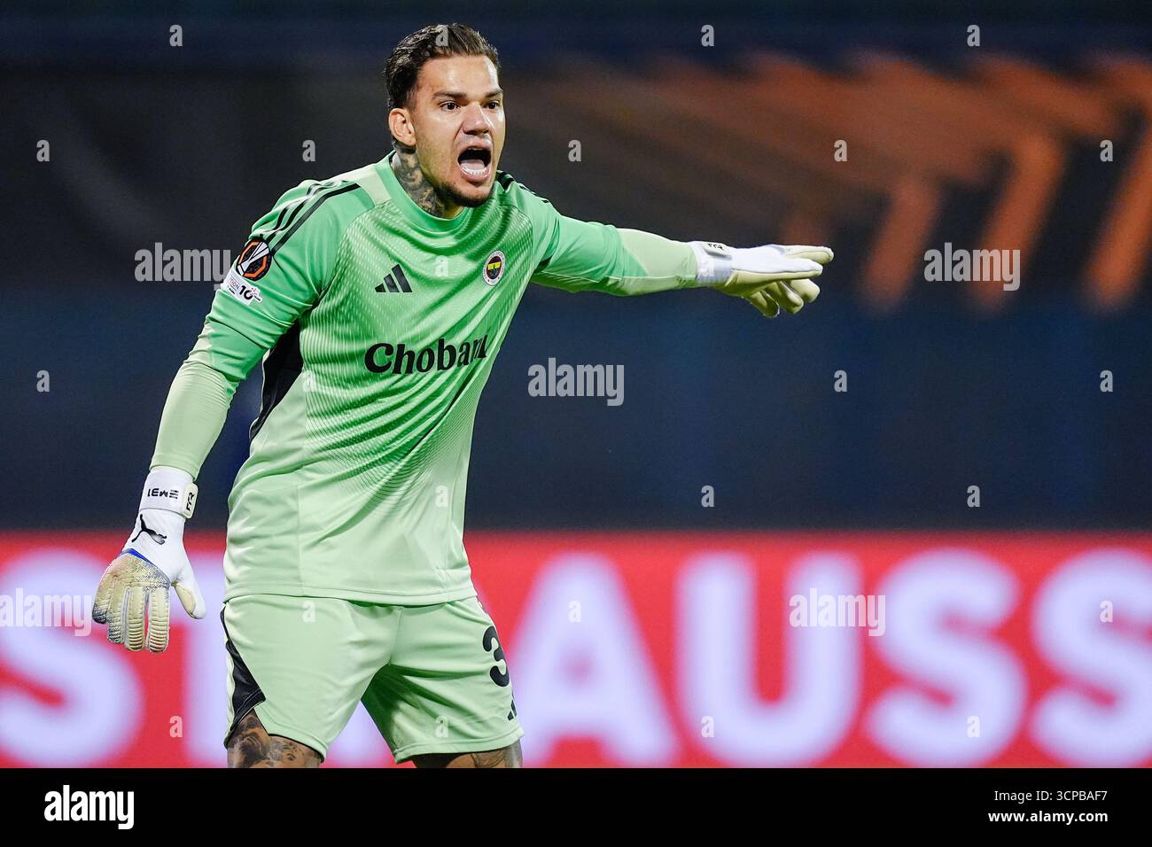 Ederson Santana de Moraes of Fenerbahce reacts during the UEFA Europa ...