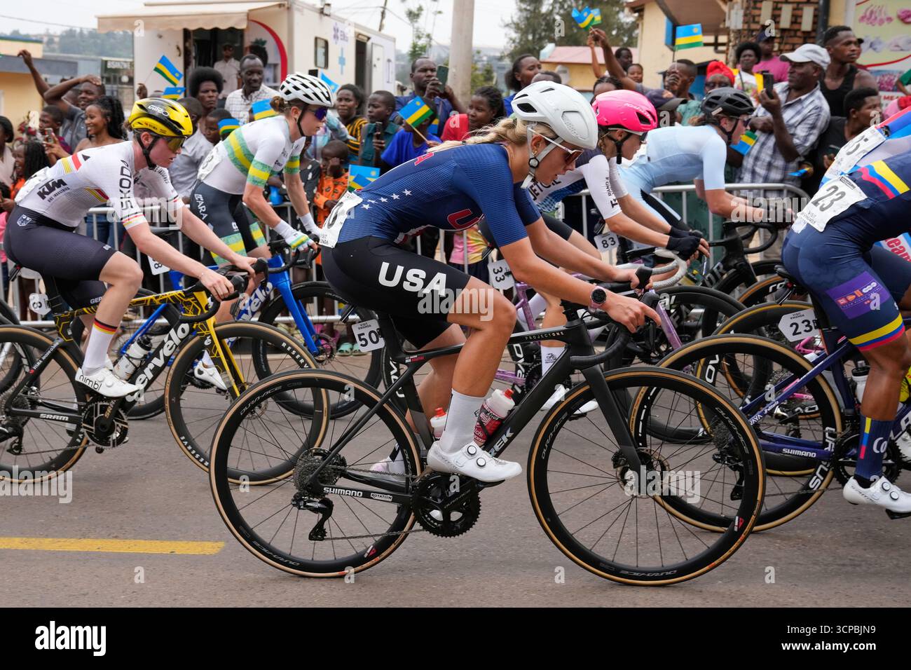 United States' Mia Aseltine, foreground, pedals in the pack during the ...