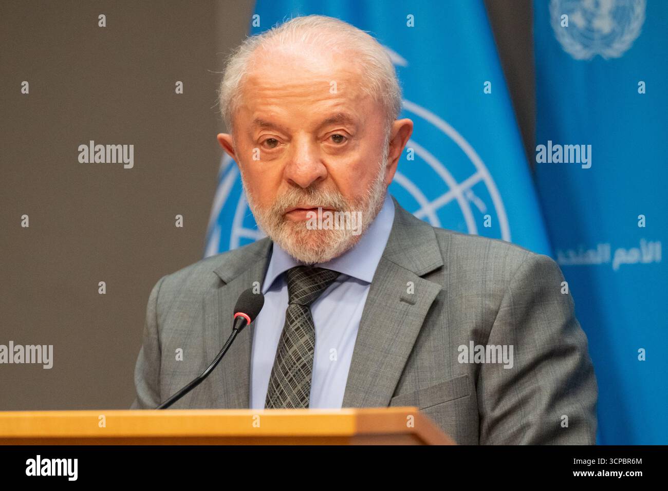 Luiz Inacio Lula da Silva, President of the Brazil speaks to the press ...