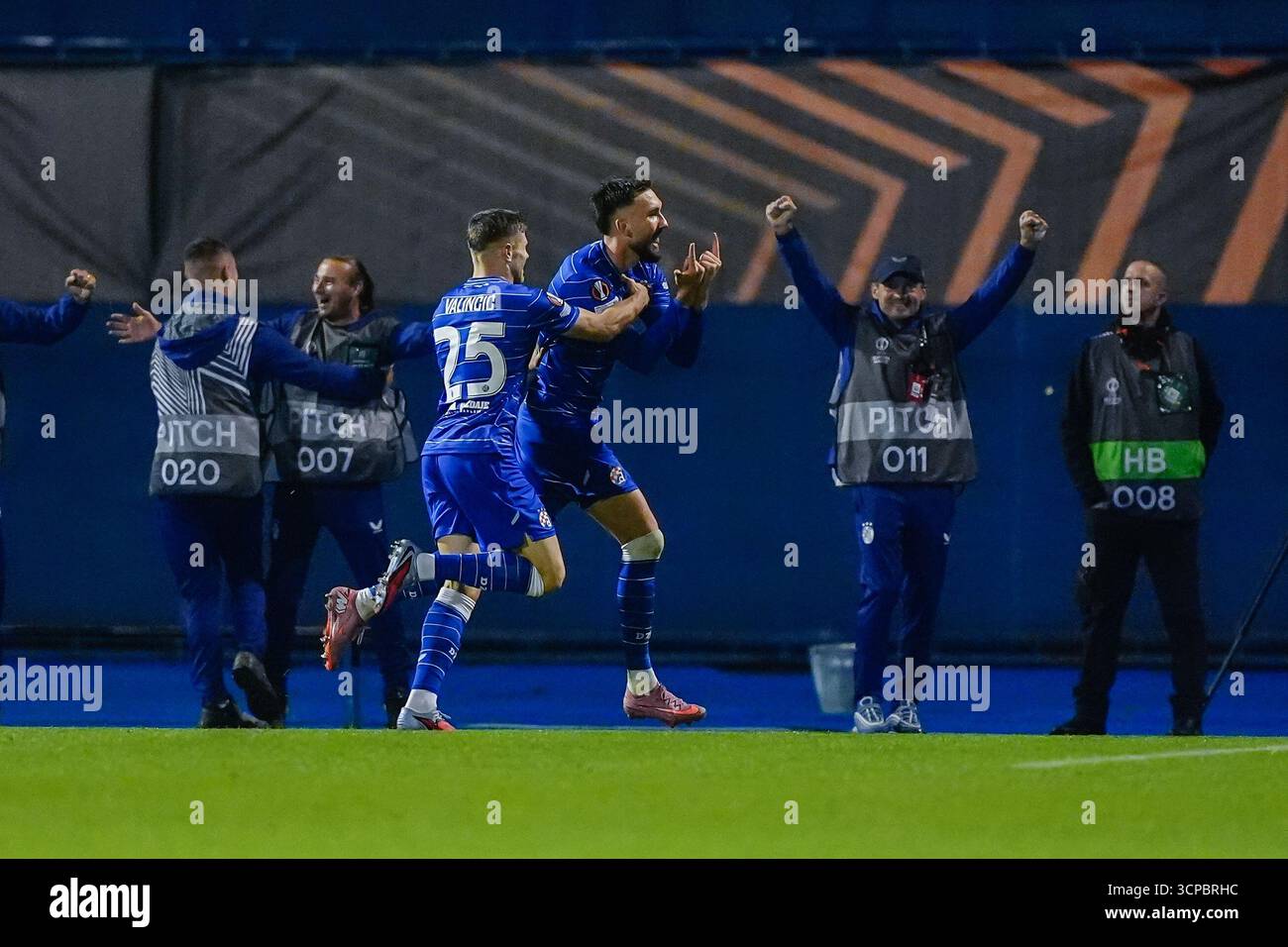 Dion Beljo of GNK Dinamo celebrates after a score during the UEFA ...