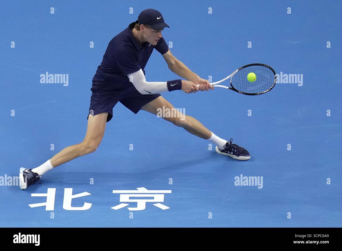 Jannik Sinner, of Italy returns a backhand shot to Marin Cilic, of ...