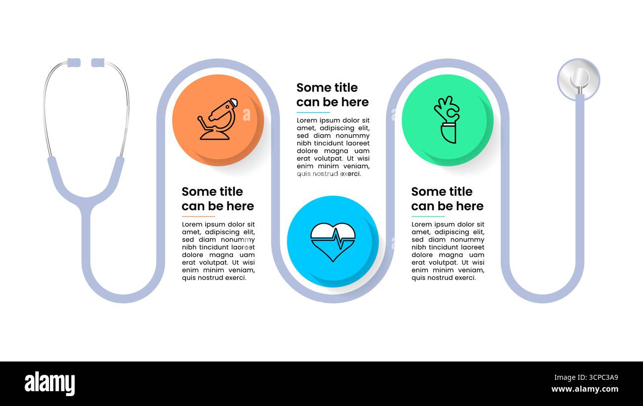 Infographic template with icons and 3 options or steps. Stethoscope ...