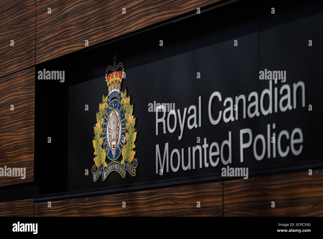 The RCMP logo is seen outside the force's 'E' division headquarters in ...
