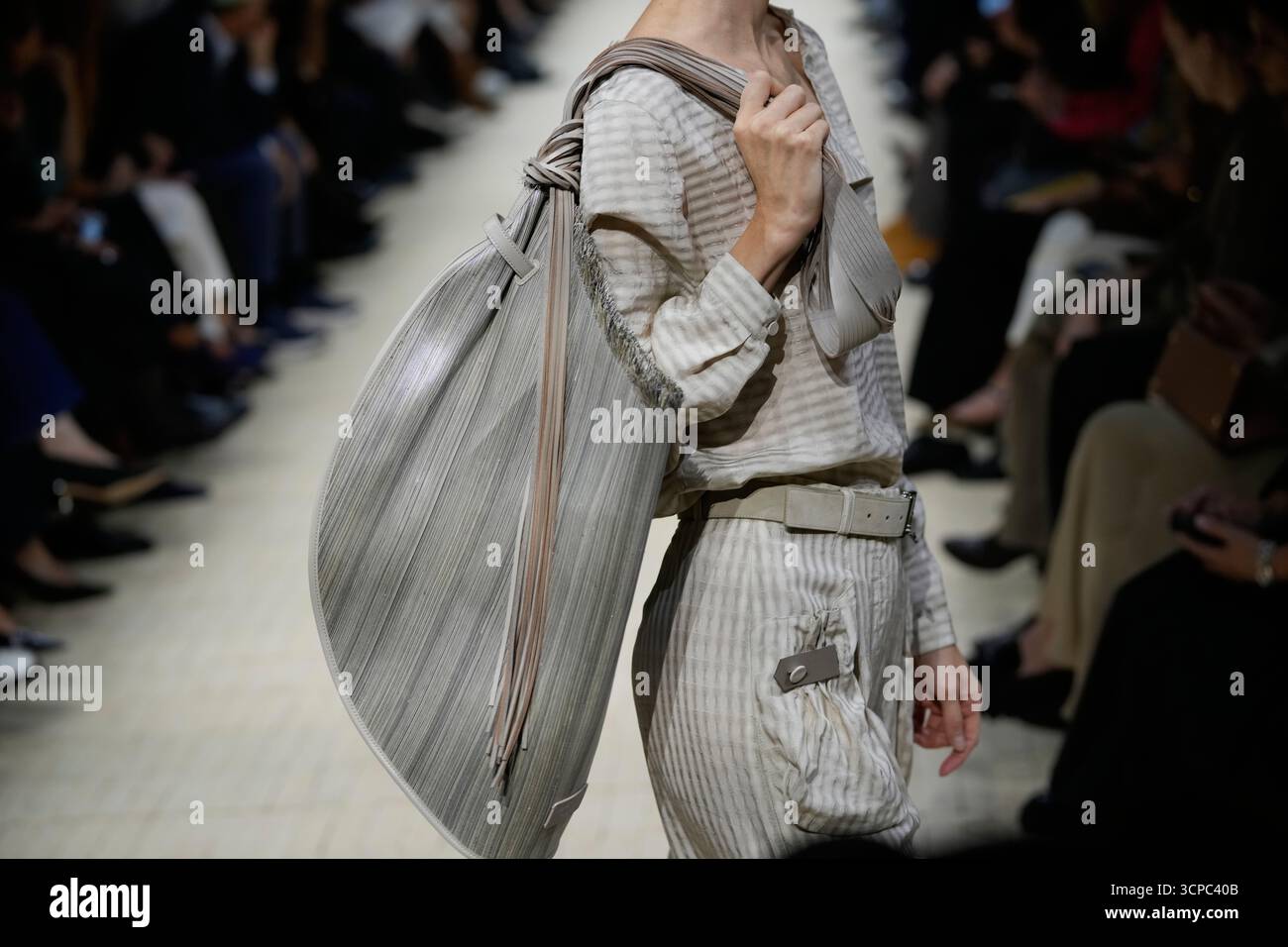 A model wears a creation part of the Emporio Armani women's Spring-Summer 2026 collection ...