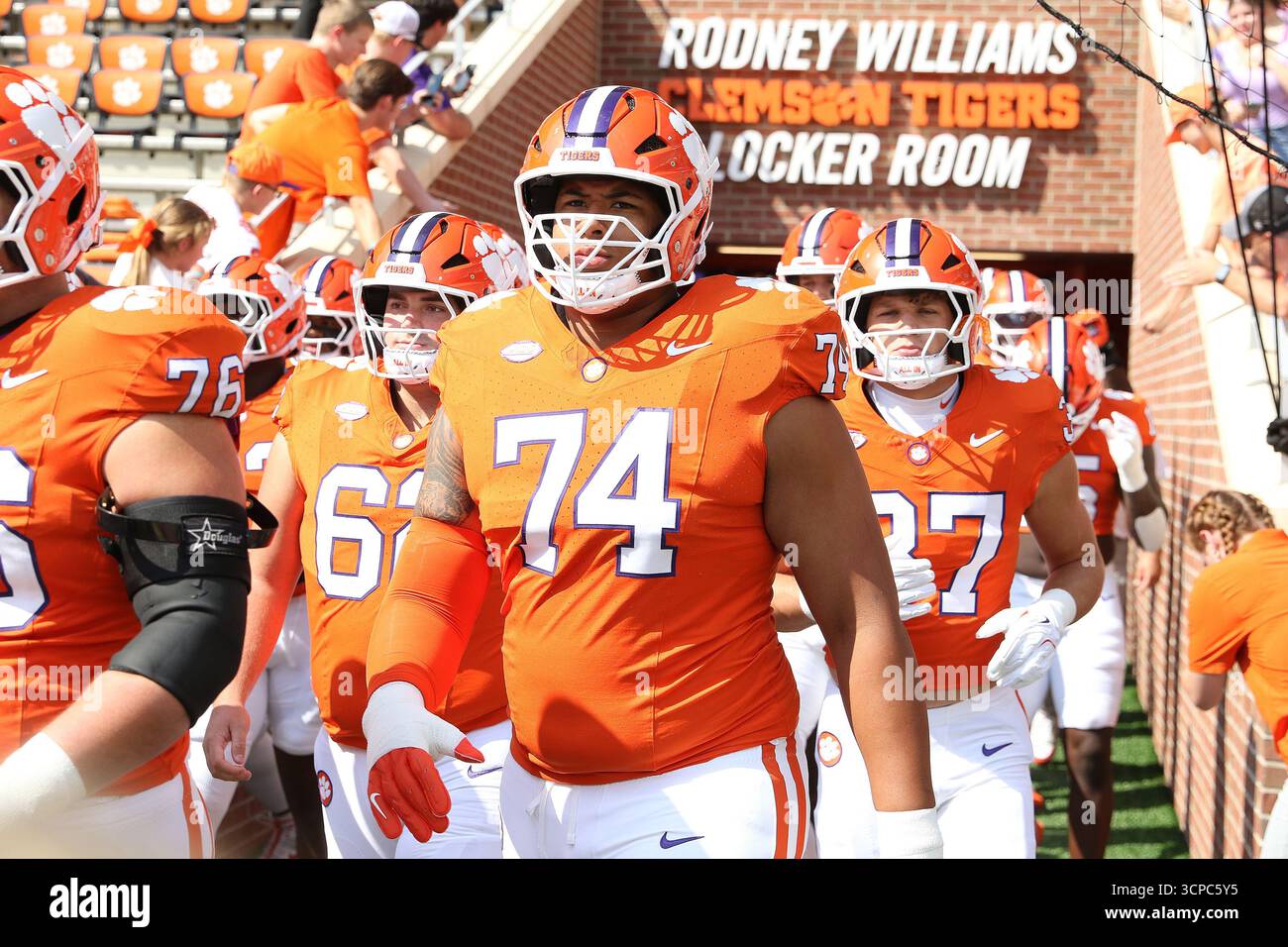 CLEMSON, SC - SEPTEMBER 20: Clemson players take to the field for ...