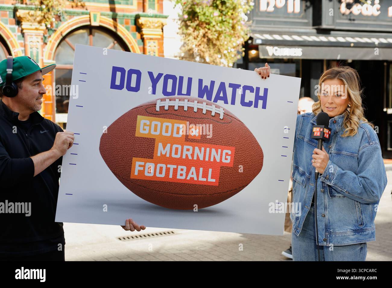 Jamie Erdahl speaks on the set of Good Morning Football in Dublin ...