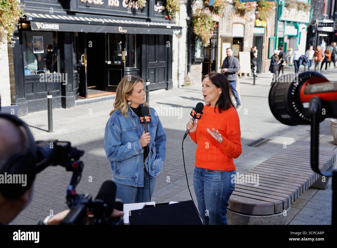 Jamie Erdahl, left, and Judy Battista speak on the set of Good Morning ...