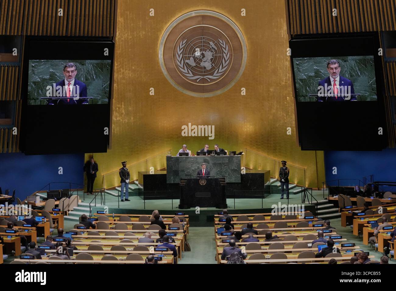 Georgia President Mikheil Kavelashvili addresses the 80th session of ...
