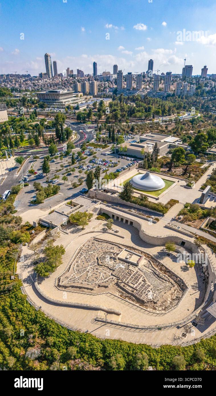 Aerial view of The Israel Museum's stark white dome contrasts with the ...