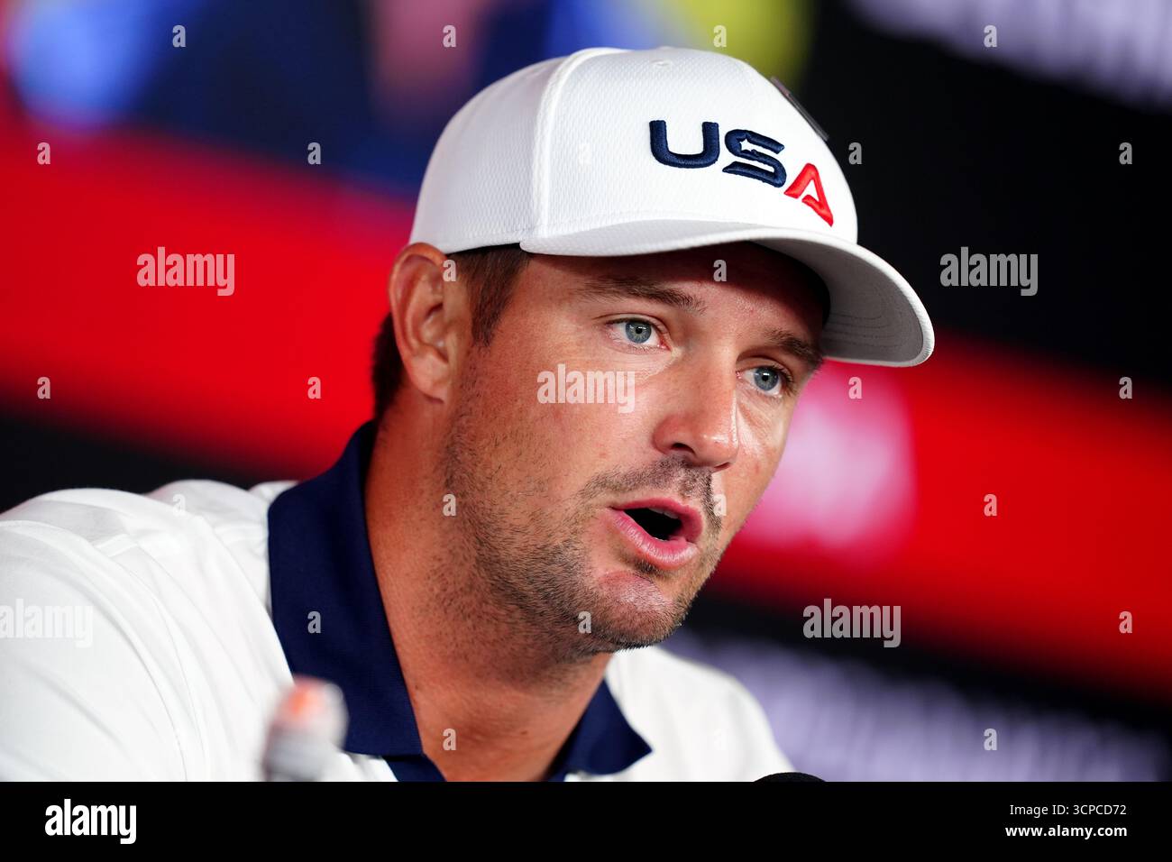 Bryson DeChambeau of Team United States during a press conference at ...
