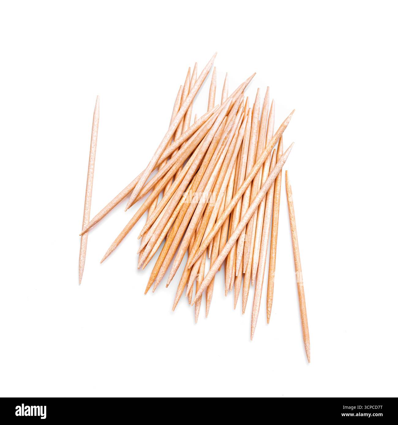 Wooden toothpicks isolated on white background. Pile of toothpicks ...