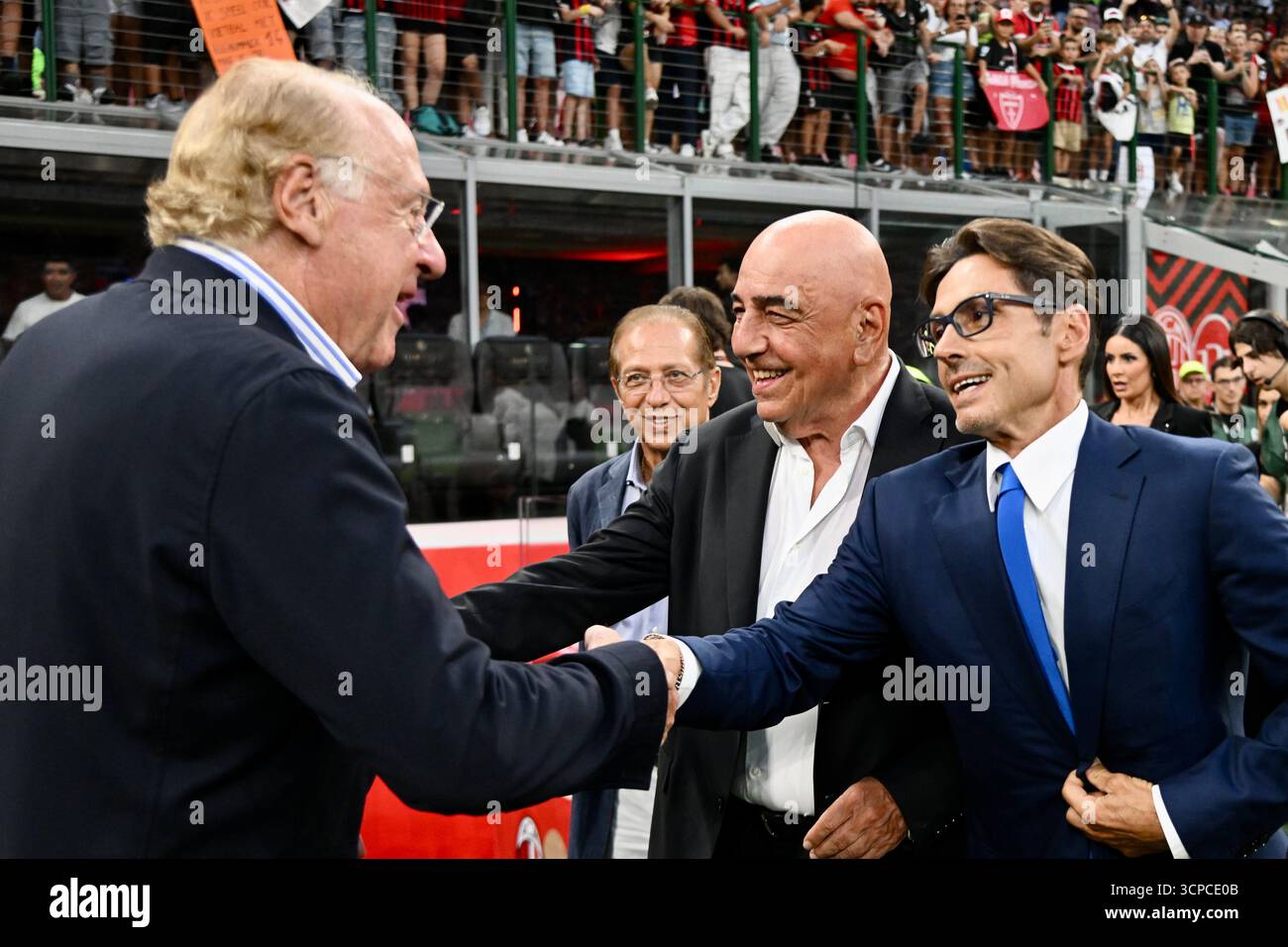 Adriano Galliani, Pier Silvio Berlusconi and Paolo Scaroni before the ...
