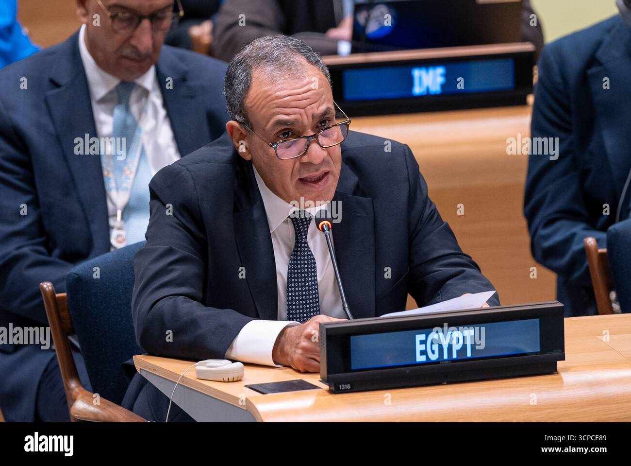 Badr Abdelatty, the Foreign Minister of Egypt, addresses the ...