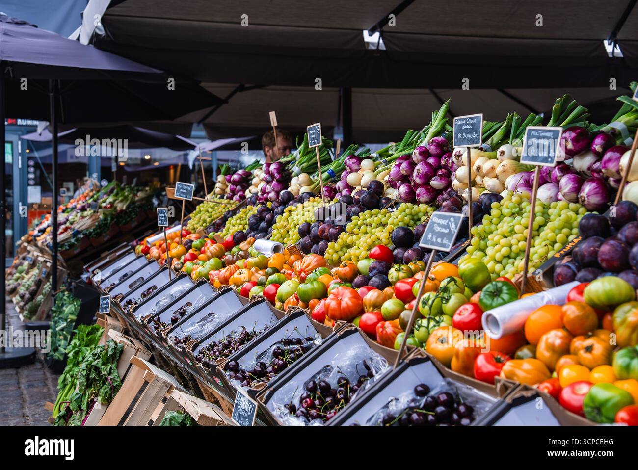 Outdoor Market Stall with Fresh Produce in Copenhagen, Denmark Stock ...