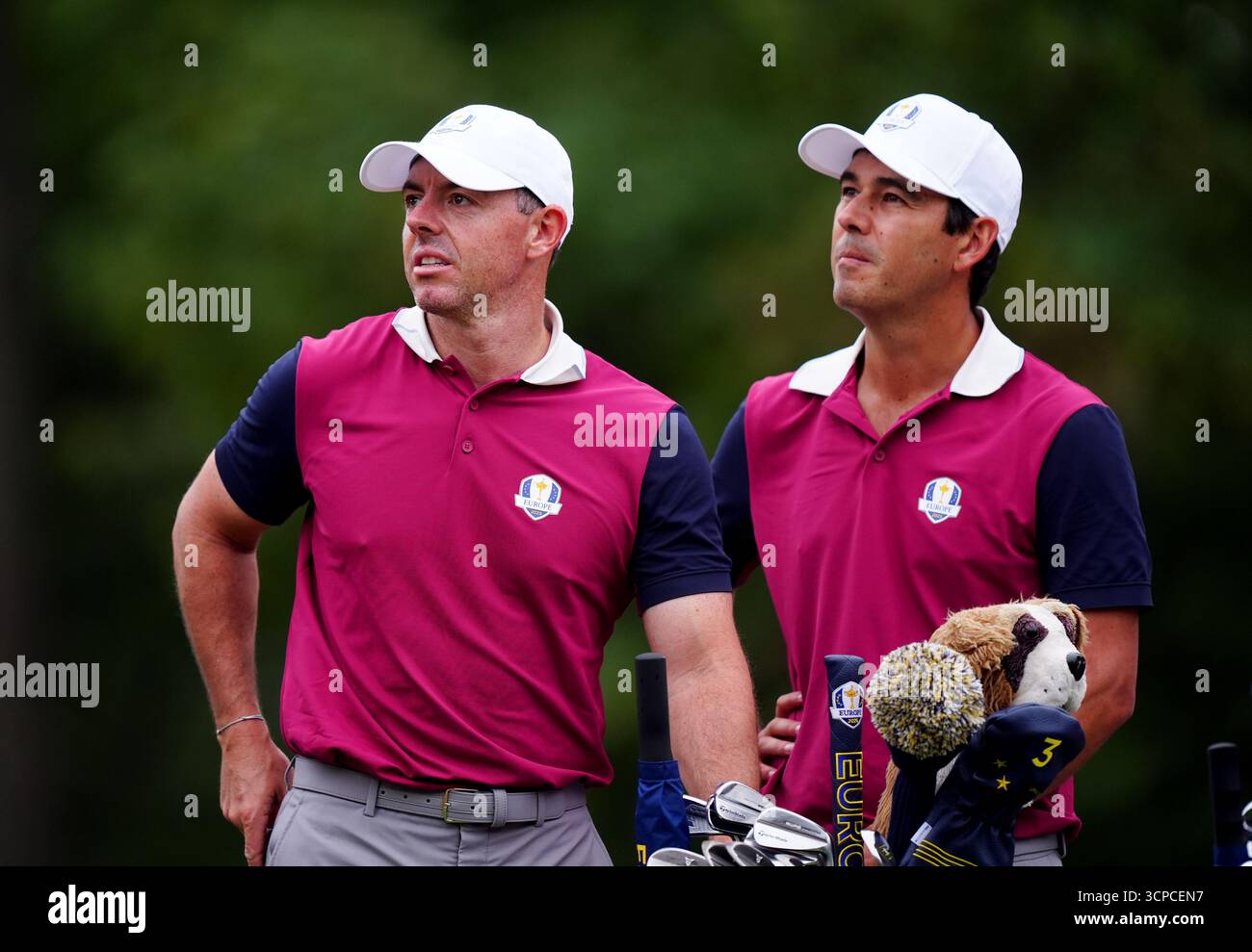 Rory McIlroy of Team Europe with caddie Harry English (right) during ...